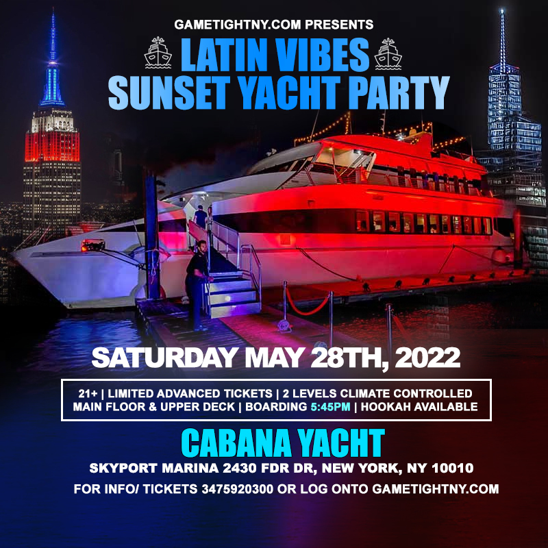 NYC Memorial Day Weekend Latin Vibes Sunset Cabana Yacht Party 2022