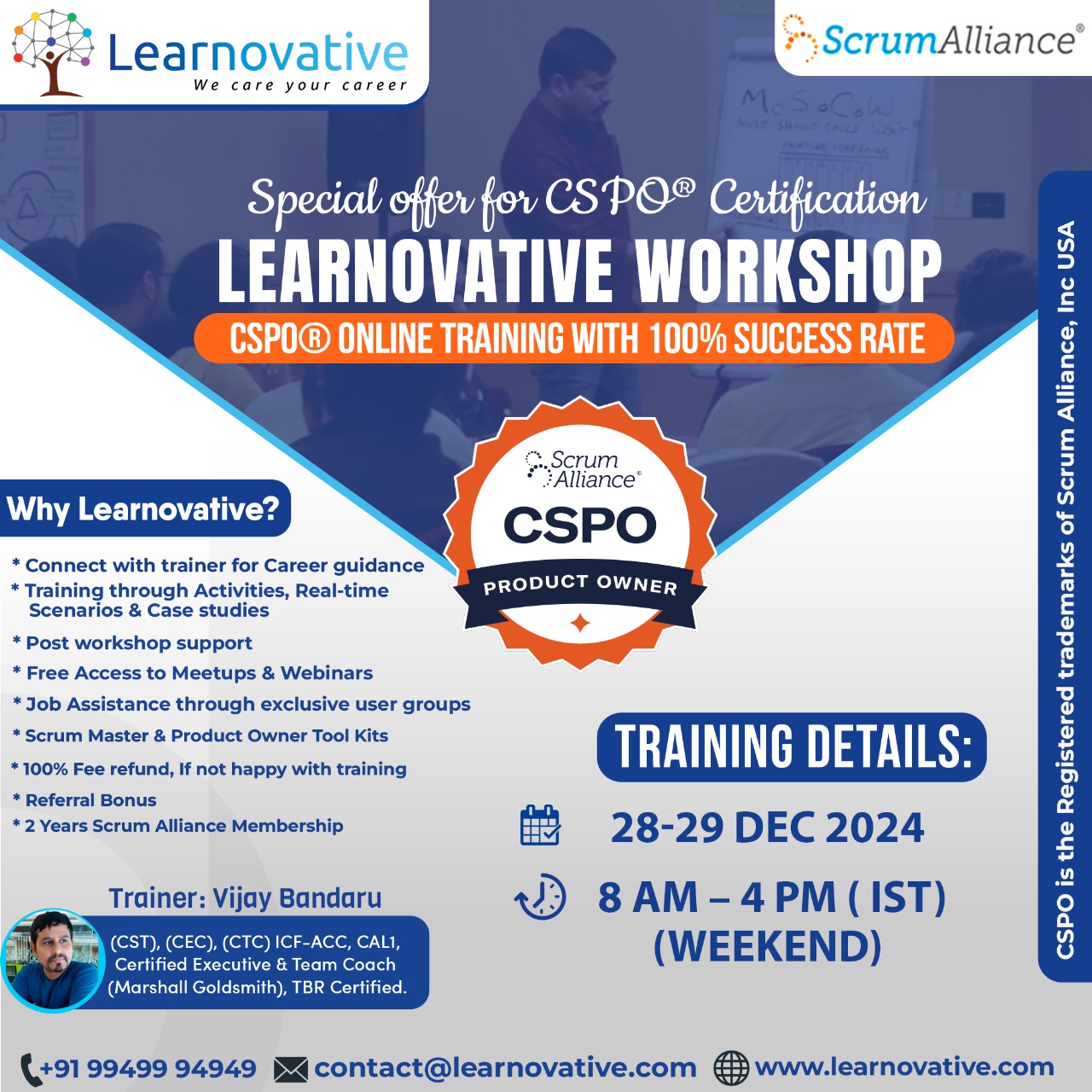 Certified Scrum Product Owner (CSPO) Certification | 28-29 December 2024 | Learnovative